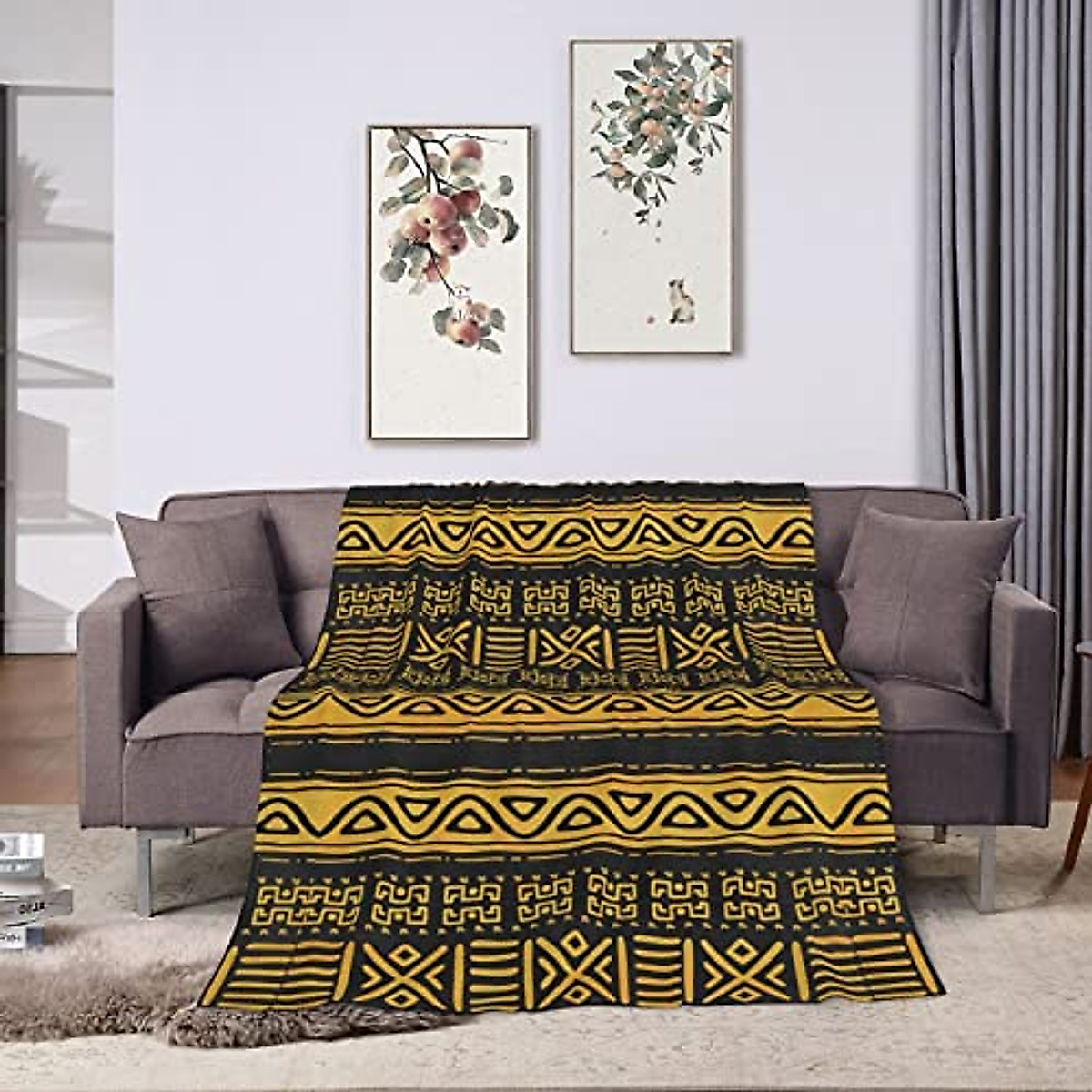 African Blankets & Throws Blanket Soft, African Art Throw Blanket Blanket Flannel Blanket for Home Outdoor(50"x40")