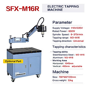 US Stock ZAC Electric Tapping Machine Flexible Arm Tapping Threading Machine (M3-M16)
