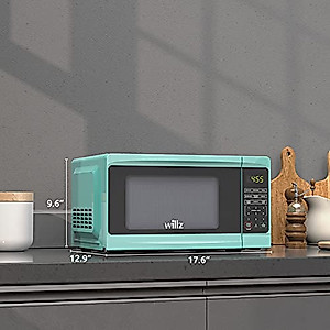 Willz Countertop Small Microwave Oven, 6 Preset Cooking Programs Interior Light LED Display 0.7 Cu.Ft 700W Green WLCMV807GN-07