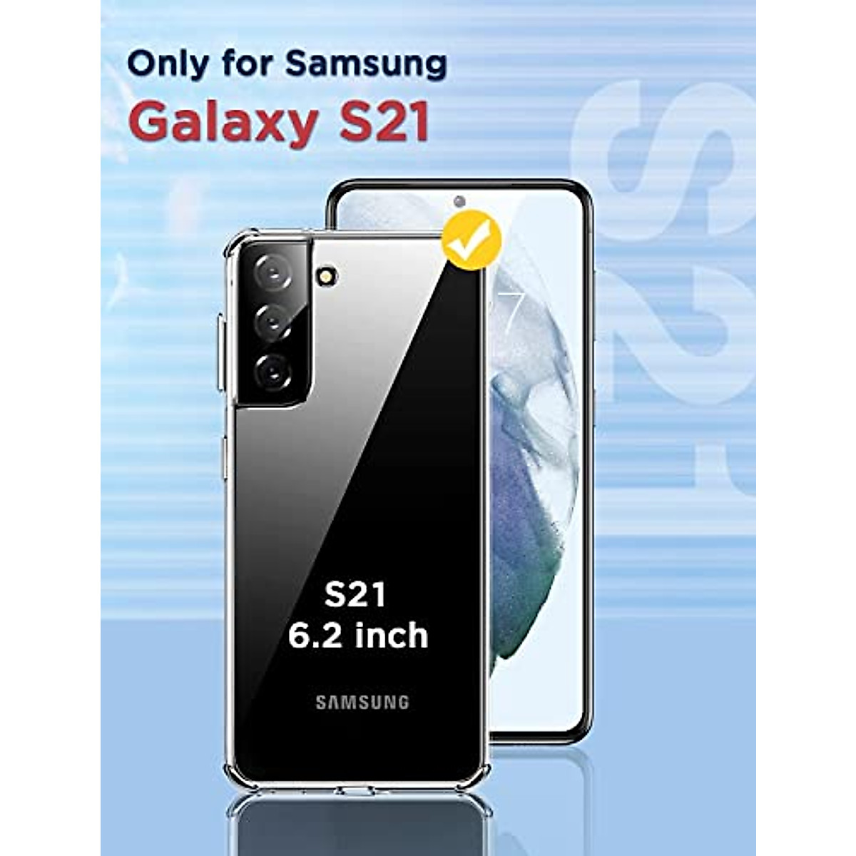 Humixx Crystal Clear for Samsung Galaxy S21 Case, [Never Yellow][Military Grade Shockproof] Galaxy S21 Case Soft TPU Slim Fit Yet Protective Samsung S21 Case 5G 6.2" - Clear