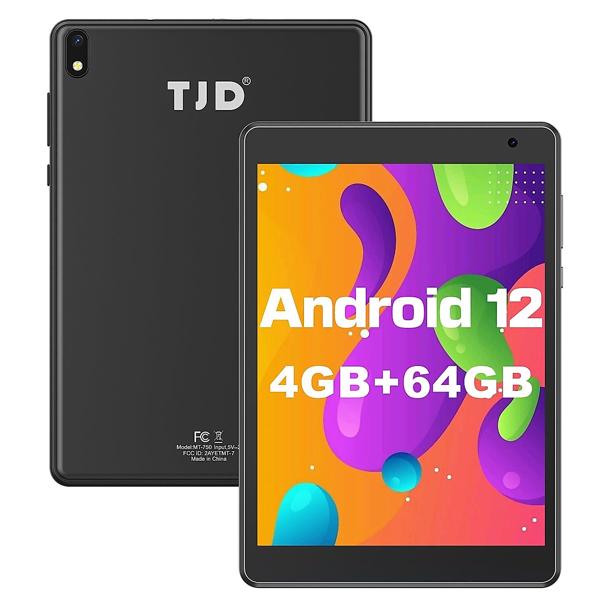 Android 12 Tablet 7.5 inch, Tablets Computer 64GB Storage 512GB Expandable, Quad-Core Processor, PS FHD 1440x1080 Resolution Display, Google GMS Certified Smart Tablet/WiFi (Black)
