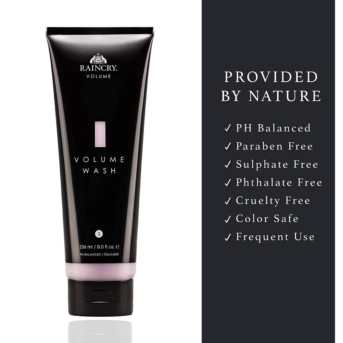 RAINCRY Volume Wash Shampoo – Natural, Professional Hair Product with Salon Stylist Quality for Fine to Normal Hair – 236 mL