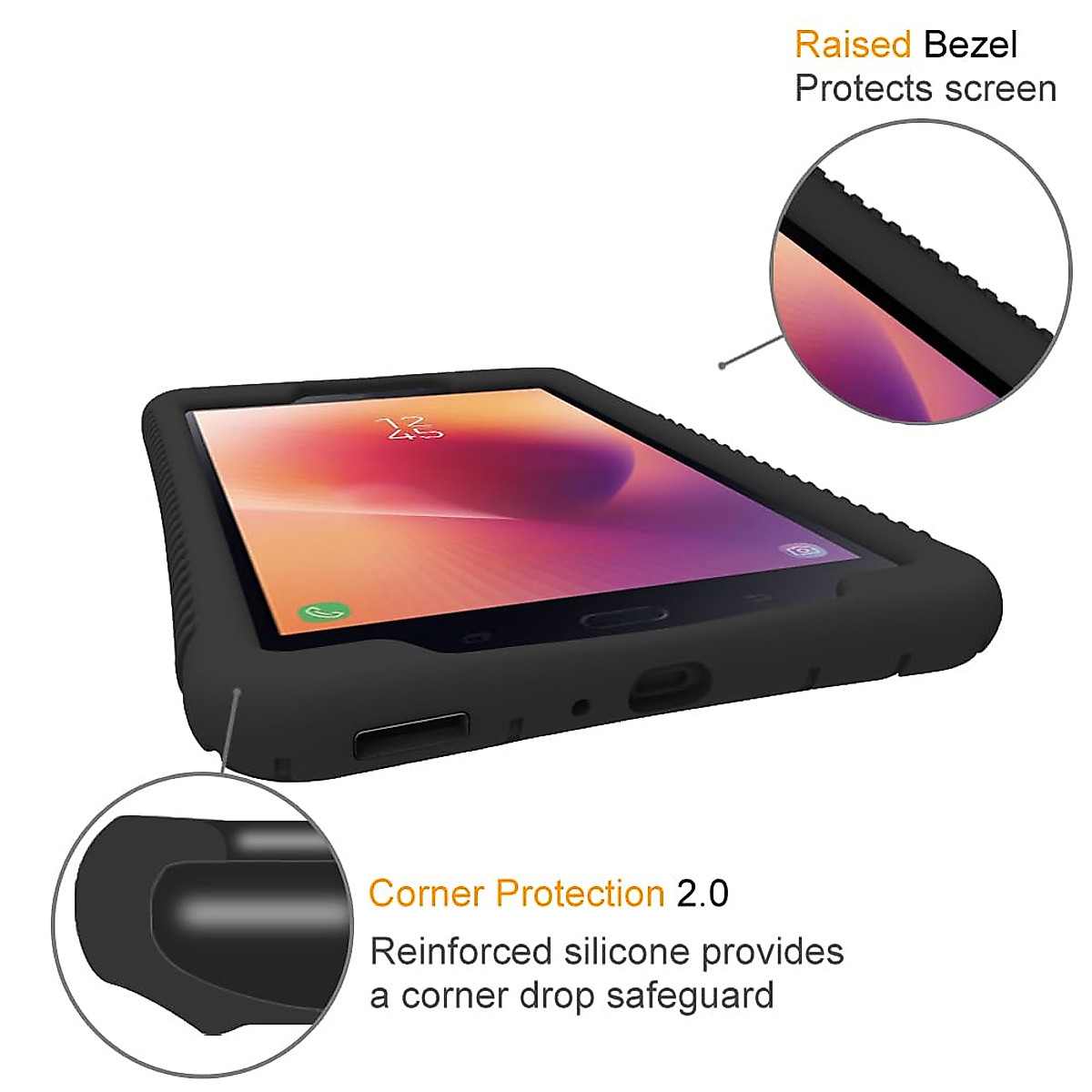 Fintie Silicone Case for Samsung Galaxy Tab A 8.0 2017 Model T380/T385, Light Weight Shock Proof Silicone Cover [Anti Slip] [Kids Friendly] for Galaxy Tab A 8.0 Inch SM-T380/T385 2017 Release, Black