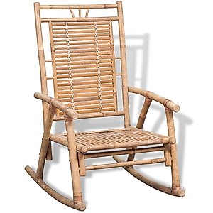 CUSON Rocking Chair Outdoor | Porch Rocker | Patio Rocker Chairs for Garden, Deck, Balcony, Backyard | Bamboo 26" x 33.9" x 41.3"