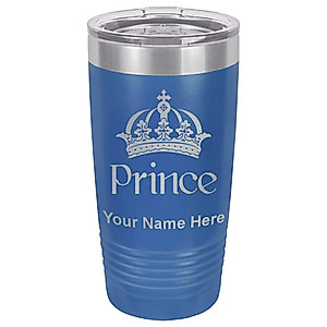 LaserGram 20oz Vacuum Insulated Tumbler Mug, Prince Crown, Personalized Engraving Included (Dark Blue)