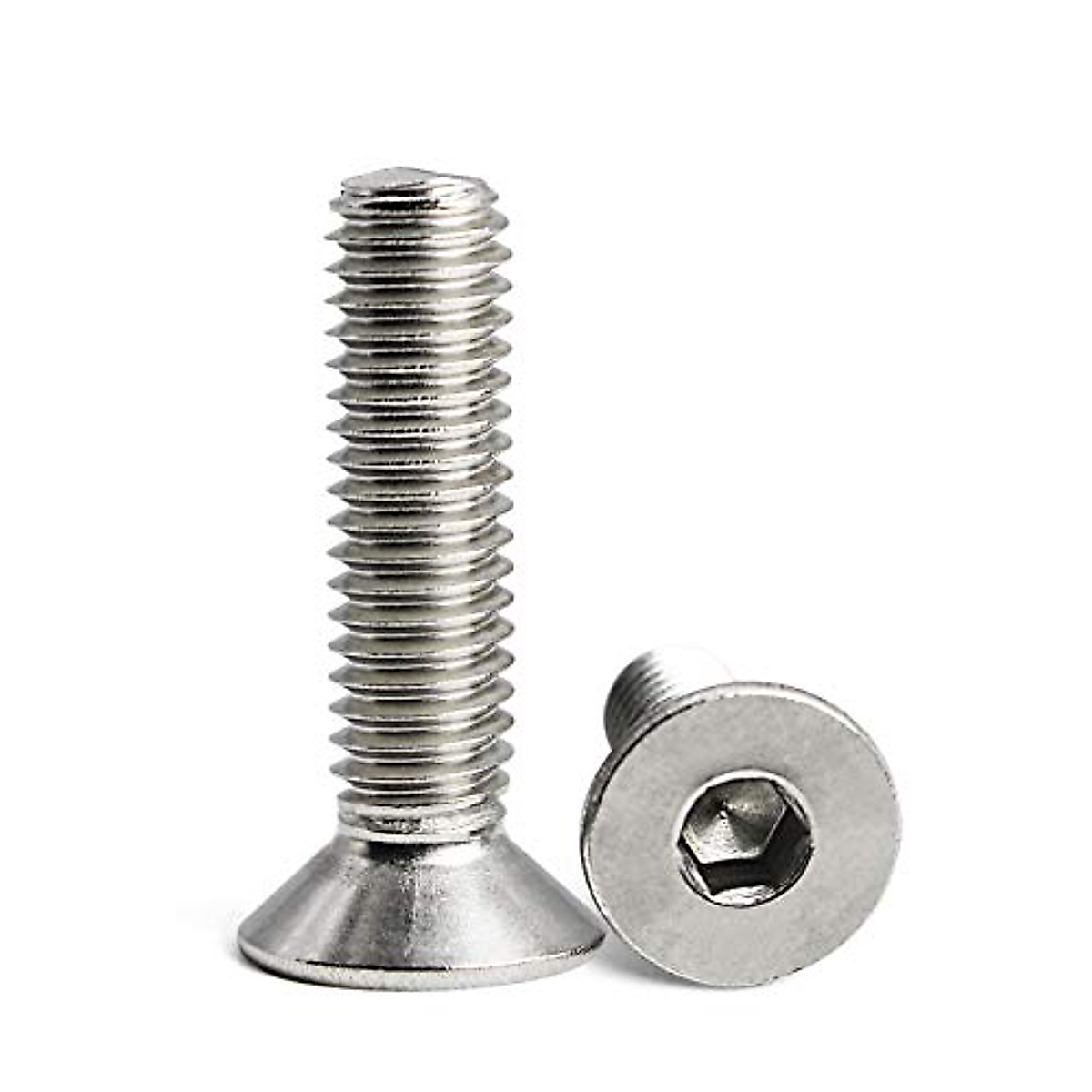 M6 x 8mm 12mm 16mm 20mm 25mm Flat Head Hex Socket Cap Screws Countersunk Bolts, 304 Stainless Steel, Fully Threaded, Bright Finish, Metric Allen Hex Drive, Assortment Kit 50PCS