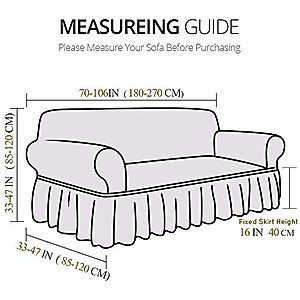 NICEEC Sofa Slipcover Red Sofa Cover 1 Piece Easy Fitted Sofa Couch Cover Universal High Stretch Durable Furniture Protector with Skirt Country Style (3 Seater Wine Red), Large