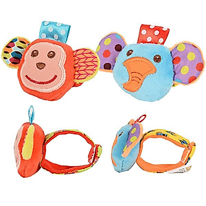 ThinkMax Baby Soft Rattle Toy, Foot Socks Wrists Rattles, Wrists Rattles for Baby,Ankle Sock Cotton and Plush Stuffed Infant Toys