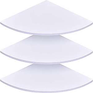 3 Pieces Wall Mounted Floating Corner Shelf Tier Quarter Round Storage Shelves Corner Organizer for Bathroom Kitchen Bedroom Living Room (White)