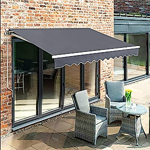 MCombo 10x8 Feet Manual Retractable Patio Door Window Awning Sunshade Shelter Outdoor Canopy (Grey)