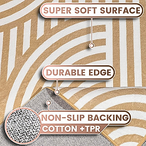 Washable 8x10 Modern Area Rug for Living Room, Brown Minimalist Aesthetic Abstract Boho Large Rugs, Ultra-Thin Low Pile Soft Nonslip Indoor Floor Carpet for Office Bedroom Playroom Classroom Dorm