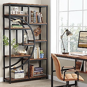Tribesigns Bookshelf Industrial 5 Tier Etagere Bookcase, Freestanding Tall Bookshelves Display Shelf Storage Organizer with 9-Open Storage Shelf for Living Room, Bedroom