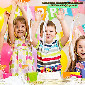 40 Pack Ribbon Stick Wands Streamers Silk Fairy Wand Bulk White Lace Ribbon with Bell for Wedding Holiday Activities Party Favors Bridal Shower