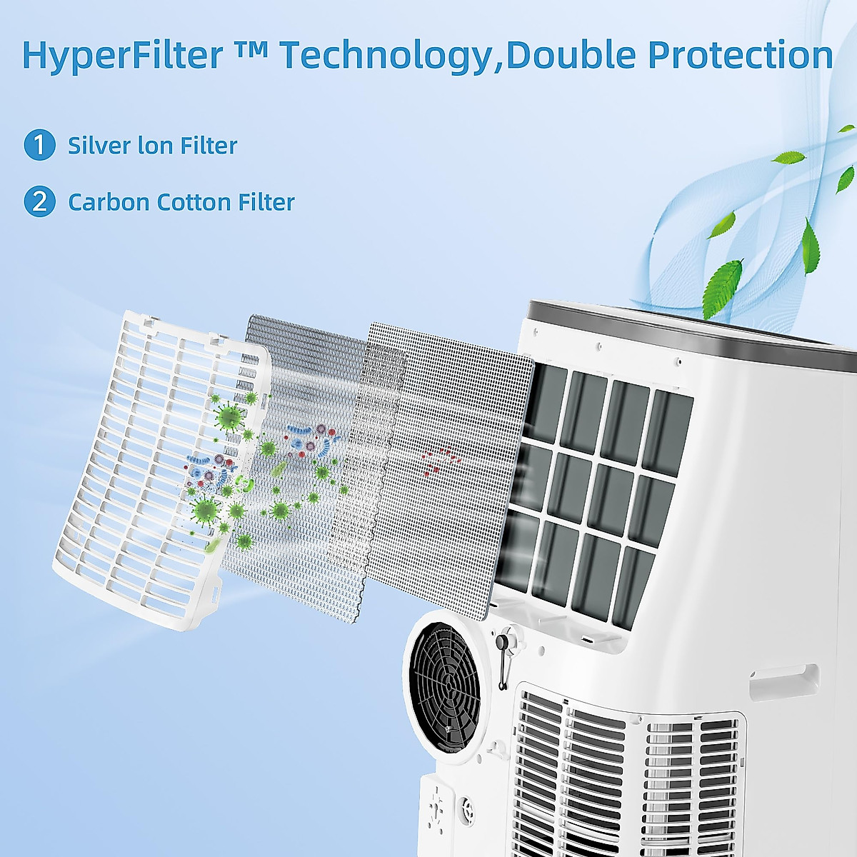 14000Btu Portable Air Conditioners with Remote Control, 4-in-1 Portable AC Unit with Fan & Dehumidifier, Cools Room up to 750 sq.ft, Sleep Mode, 3 Speed, 1-24H Timers