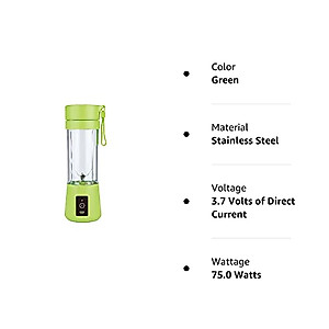 Portable Blender for shakes and smoothies, USB Rechargeable Personal Juice Protein To Go Mini Blender (Green)