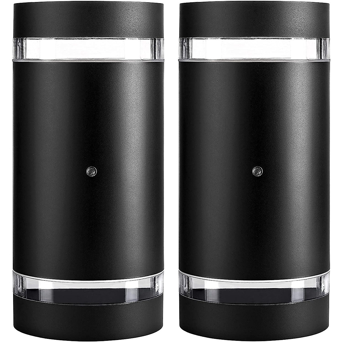 Hyperikon LED Porch Sconce Light, 12W Cylinder, Modern Outdoor Wall Lamp, 4000K Daylight, Black, Photocell, UL, 2 Pack