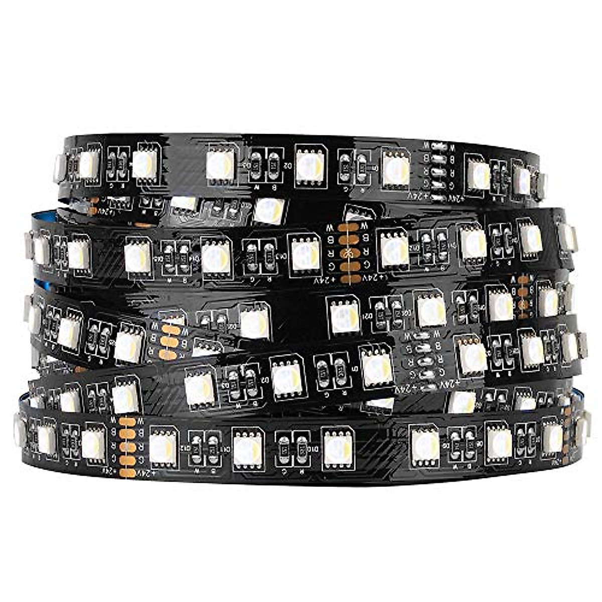 BTF-LIGHTING 5050 RGBW RGB+Cool White(6000K-7000K) 4 Colors in 1 LED 5m 16.4ft 60LEDs/m Multi-Colored LED Tape Lights IP30 Non-Waterproof Black 12mm PCB DC24V for Bedroom Kitchen Home Decoration