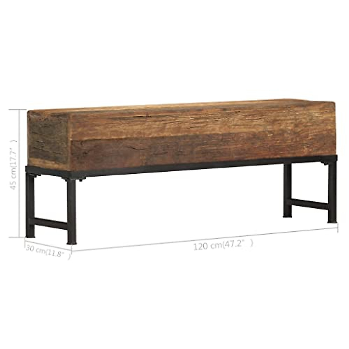 vidaXL Bench Wooden Bench Hallway Dinner Dining Entryway Bench Living Room Bedroom Home House Seating Funiture 47.2" Solid Reclaimed Wood