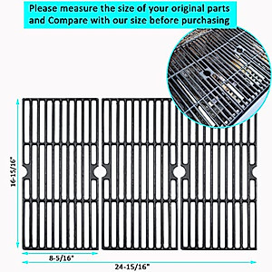 16 15/16 Inch Cast Iron Cooking Grates for Charbroil Advantage 463343015, 463344015, 463344116, 463250509, 463370719, Gas2Coal 463340516, Kenmore Gas Grill, G467-0002-W1 Grid Replacement Parts, 3Pack
