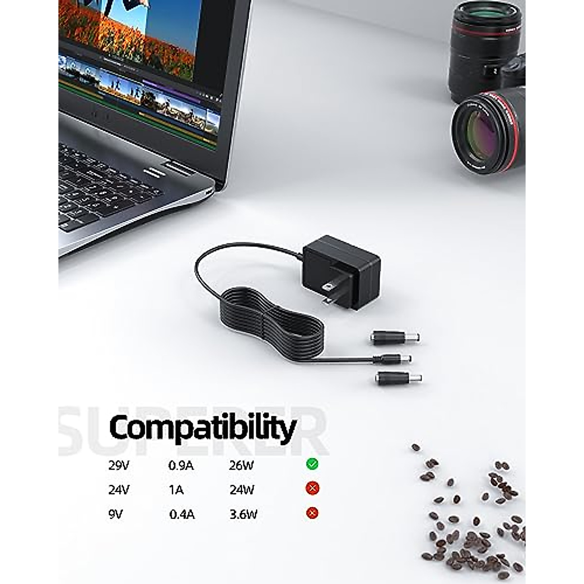 AC/DC 29V Charger Fit for Sun-Joe Electric Lawn Grass Mower MJ401C MJ401C-XR MJ401C-XR-SJB MJ401C-Pro Power Adapter Supply Cord