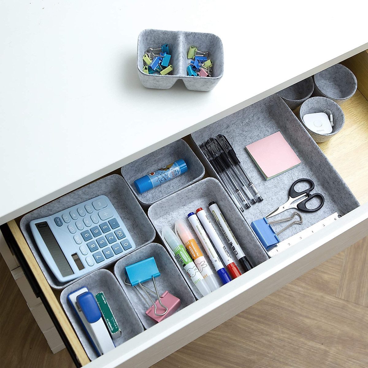 Vdealen Desk Drawer Organizer, 10 Pack Felt Drawer Organizer Trays Home & Office Felt Drawers Dividers Storage for Office Supplies Makeup Jewelry Ect