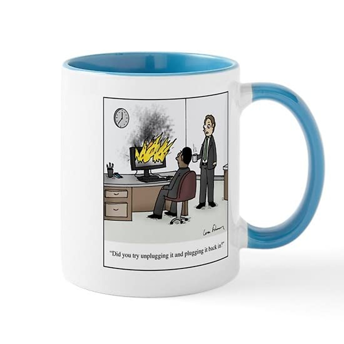 CafePress Unplug And Plug Back In Cartoon Ceramic Coffee Mug, Tea Cup 11 oz