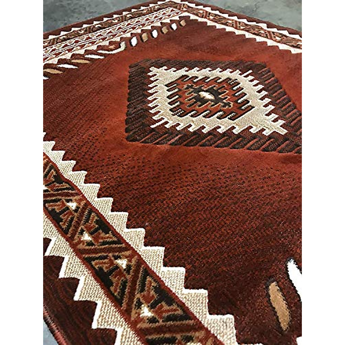 Kingdom South West Native American Area Rug Rust Brown Beige Design D143 (5 Feet 2 Inch X 7 Feet)