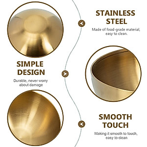 Cabilock 2pcs Korean Stainless Steel Bowls Metal Serving Bowl Small Mixing Bowl Kitchen Prep Bowl for Salad Cereal Noodle Ramen Pasta Snacks 12cm Golden