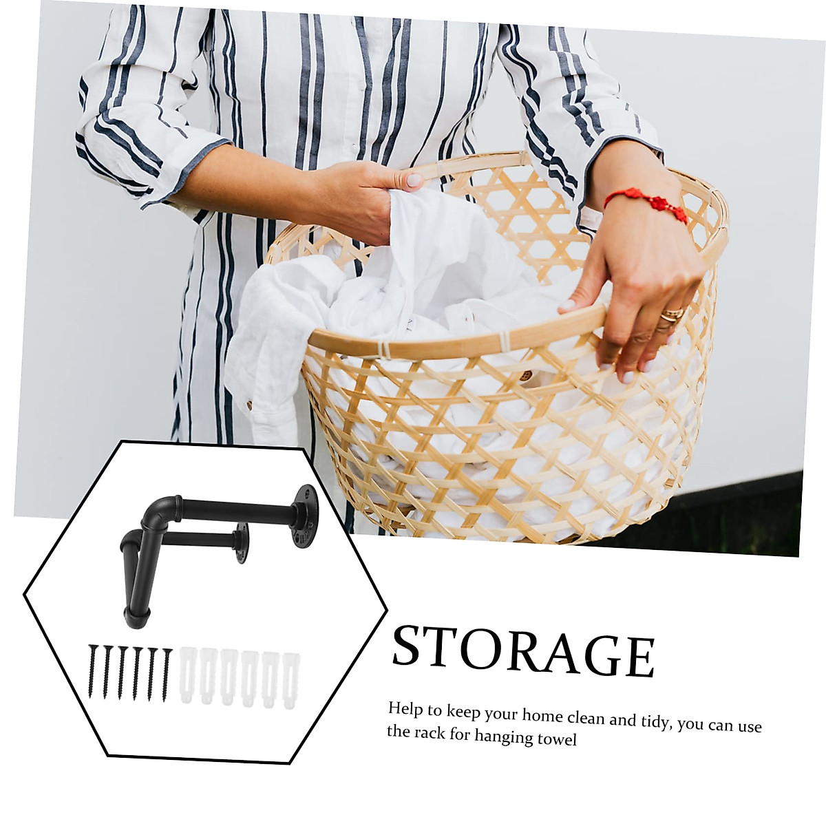 2 Sets Wall Mount Hanging Rack Towel Rack Industrial Towel Rack Hanging Towel Holder Multi-functional Storage Rack Towel Organizer Holder Storage Holder Retro Rack