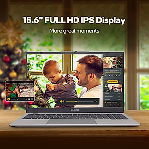 WIPEMIK Laptop, 12GB LPDDR5 RAM 512GB NVMe SSD Laptop Computer, 4-Core N95 Processor, 15.6 Inch 1080P IPS Display Win11 Pro Laptops, 2.4G/5G WiFi, BT 5.0, Ethernet, USB Type-C, Fingerprint