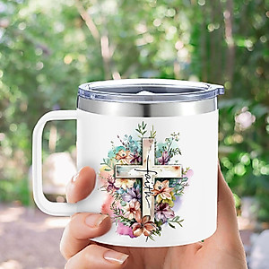 WWHSAI Christian Gifts for Women - Faith Bible Verse Gifts Baptism Coffee Cup - Inspirational Religious Birthday Presents for Women - Catholic Spiritual Christmas Presents Tumbler for Girl Friend 14oz