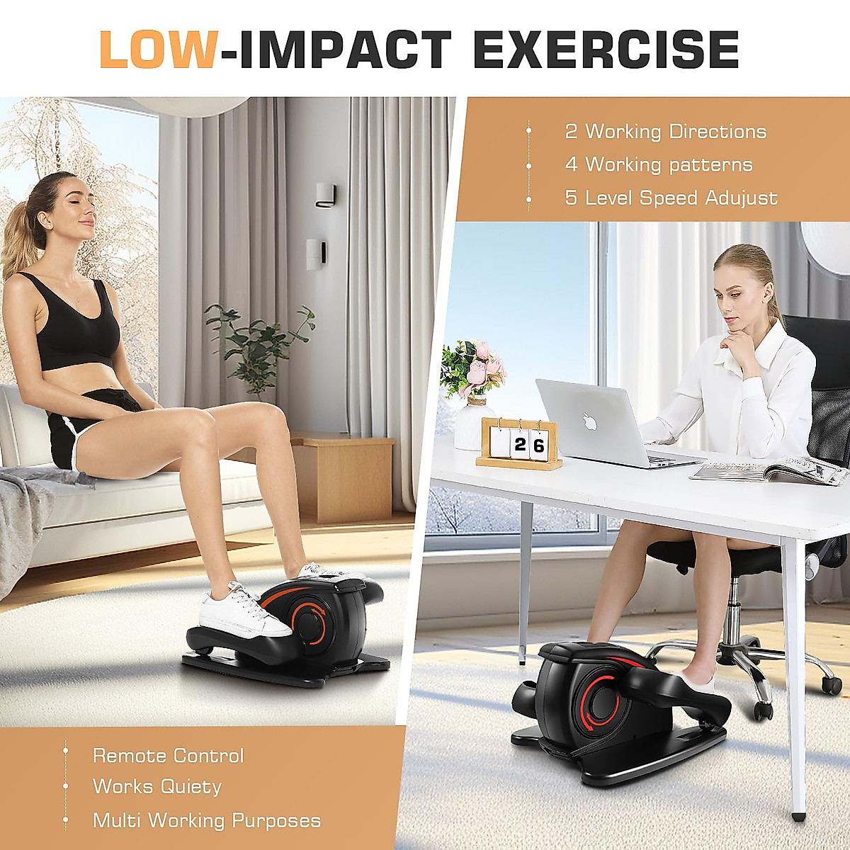 ANCHEER Under Desk Elliptical Machine, Electric Seated Pedal Exerciser, Mini Elliptical Machines for Seniors, LCD Display Monitor, Remote Control, Leg Exerciser for Home (Training Black)