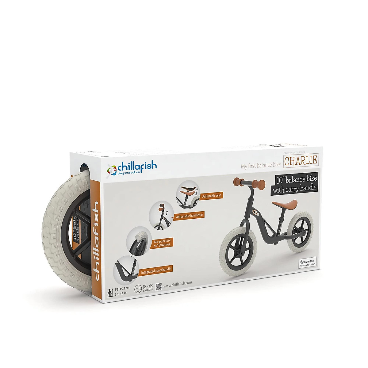 Chillafish Charlie Lightweight Toddler Balance Bike, Balance Trainer for Children 18-48 Months, Learn to Ride with 10-Inch No-Puncture Tires, Adjustable Seat and Carry Handle, Pink