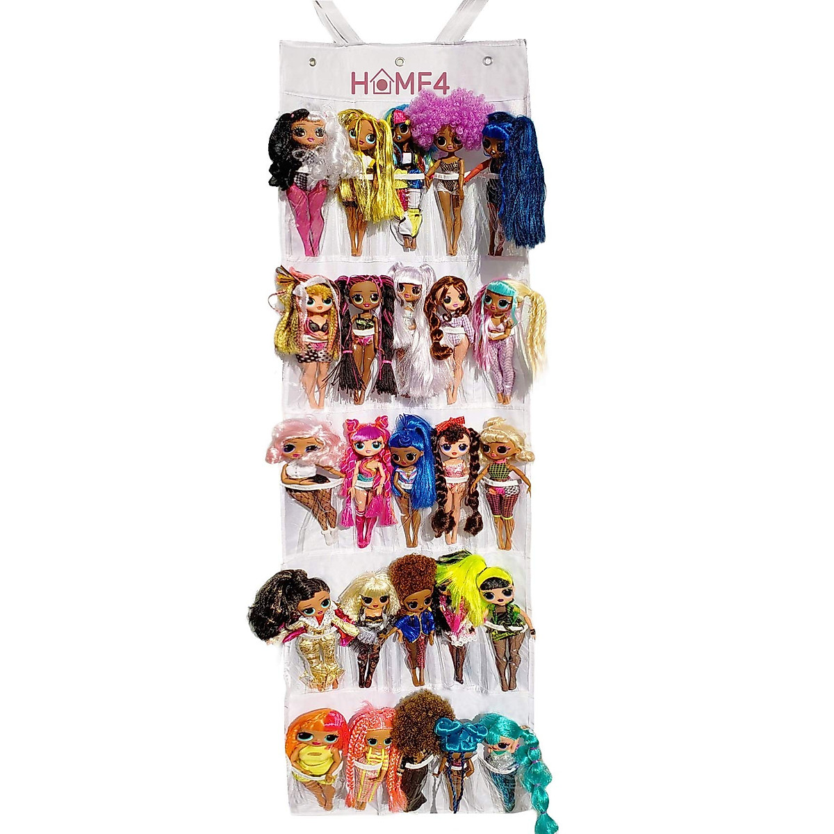 HOME4 Hanging Over The Door Storage Organizer Holder Compatible with Surprise Toys Dolls OMG Bar bie LOL (Clear)