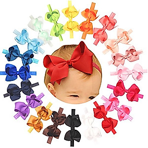 CELLOT Baby Girls Headbands Grosgrain Ribbon 4.5" Hair Bows Headband Big Bow Hair Bands for Toddler Pack of 20