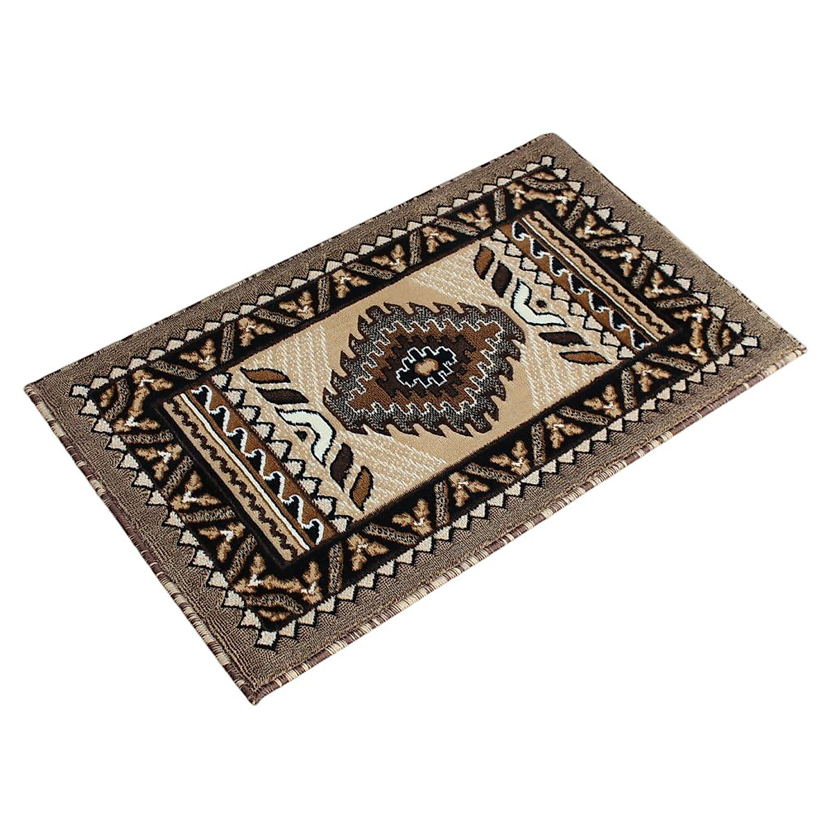 YHSF South West Native American Area Rug D143 - Easy Clean, Thick, Soft, Durable Tribal Indian Inspired Kingdom Design Runner Rug for Bedroom/Living Room and More - Berber, 2 Feet x 3 Feet 4 in