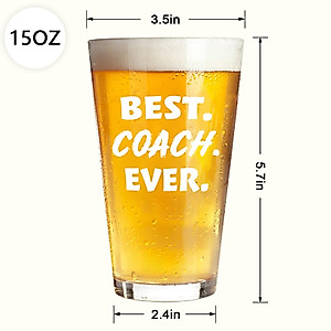 Futtumy Best Coach Ever, 15 Oz Beer Glasses, Coach Gifts for Men, Basketball Coach Gifts, Baseball Coach Gifts, Best Coach Gifts for Football Soccer Softball Volleyball, Beer Gifts for Coach
