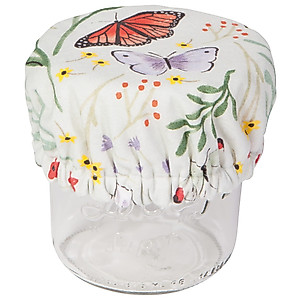 Now Designs Morning Meadow Save It Reusable Cotton Mini Bowl and Jar Covers 3.5 inches, 4.5 inches and 6.5 inches, Set of 3