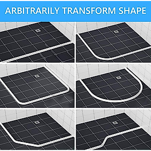 Duzzy 67 Inch Collapsible Shower Water Dam, Shower Threshold Water Stopper Barrier and Retention System and Keeps Water Inside Threshold Dry and Wet Separation, Suitable for Bathroom & Kitchen