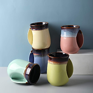 Selamica Porcelain 18oz Novelty Right-handed Handwarmer Mug, Coffee Mug, Tea Mug for family friends and couple - Purple