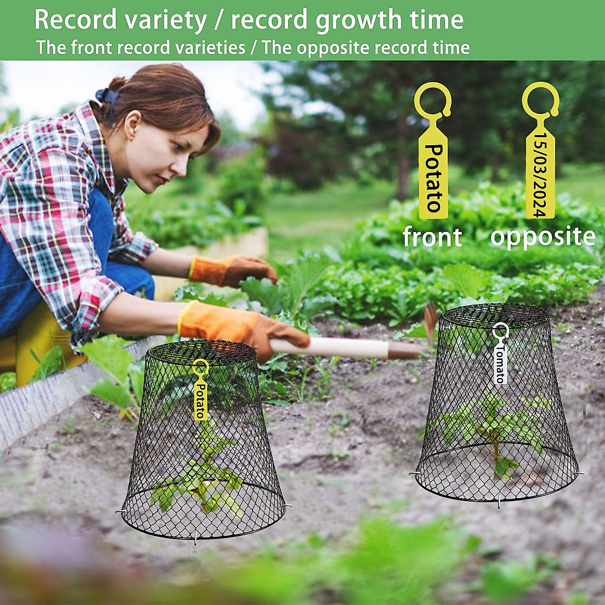 Garden Cloche, Sapbontchi 10 pieces Chicken Wire Plant Covers plant protectors from animals Chicken Wire Cloche Plant Protector Metal plant cages to keep rabbits out Bunnies Chicken Squirrels Bird out