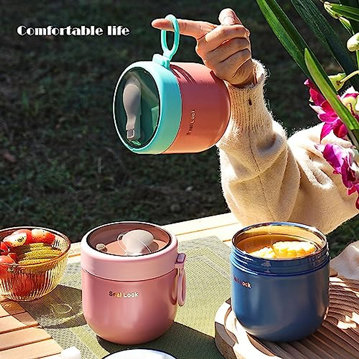 Piscepio Overnight Oat Containers with Lids and Reusable Plastic Spoons,17oz Portable Stainless Steel Yogurt Breakfast On The Go Cups, Cups for Cereal,Milk and fruit Salad Storage Container 3pcs (3)