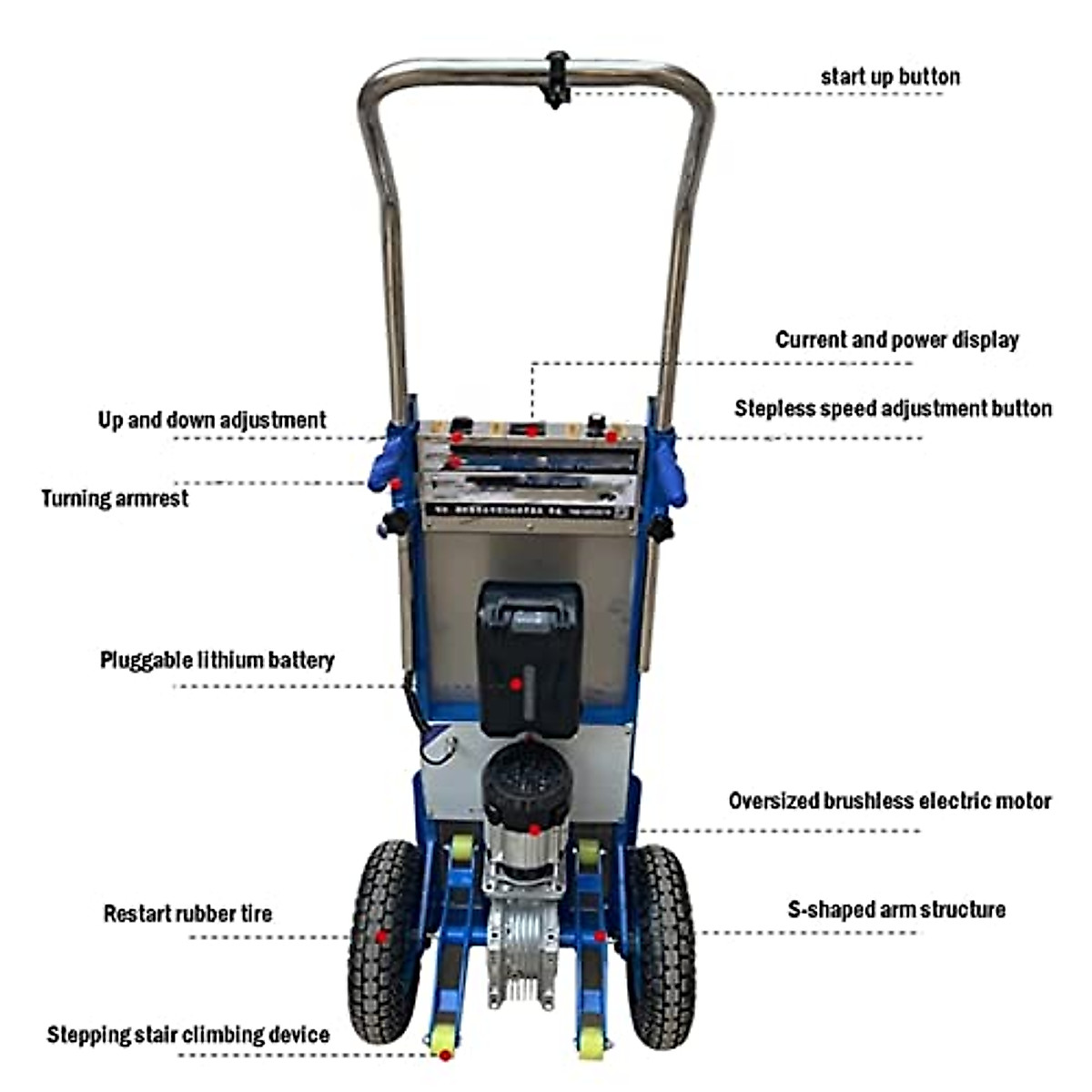 WTHOME Hand Truck Stair Climber Electric, 200 kg Capacity - Sack Rodel Labor-Saving Hand Truck, with Maintenance-Free Brushless Motor, Removable Battery, S-Shaped Support Arm
