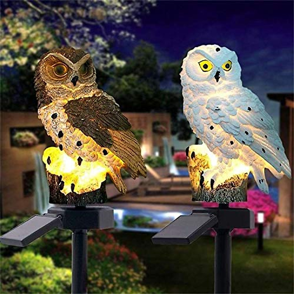 Uniprod LED Garden Lights - Solar Night Lights Owl Shape Solar-Powered Lawn Lamp - Waterproof, Energy Saving (Brown)
