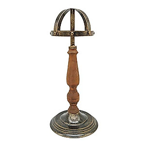 Owlgift Vintage Style Metal & Rustic Wood Stem Freestanding Hat Rack Storage, Cap Organizer, Wig Holder Display Stand - Bronze