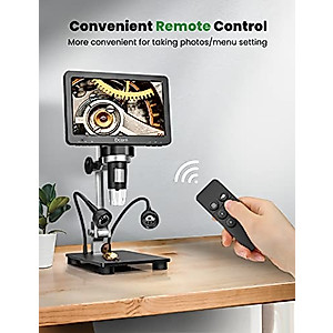 HDMI LCD Digital Microscope with IPS Screen, Dcorn 7" Coin Microscope for Coin Collection Supplies, View Entire Coin,16MP Soldering Microscope with Lights for Adults, 32GB Card Included