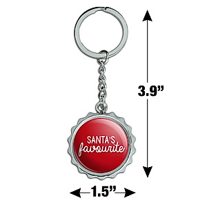 Santa's Favourite Keychain Chrome Plated Metal Pop Cap Bottle Opener