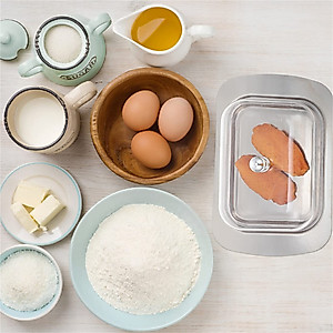 Butter Dish with Lid, Butter Keeper Container with Clear Detachable Lid for Countertop, Unbreakable Stainless Steel Butter Dish Holder, Keep Butter Fresh, Butter Keeper Tray for Home, Camping