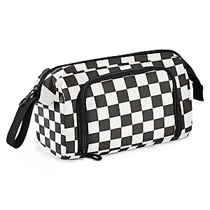 ElliTarr Pencil Case Pouch Bag Organizer Aesthetic Pen Case for Teen Girls Boys and Adults Large Capacity Portable Gift Choice Checkered Black and White