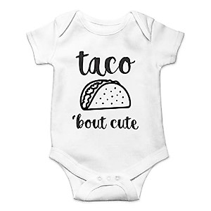 AW Fashions Taco 'Bout Cute - Funny Lil Adorable Tacos Mexican Food Lover - Cute One-Piece Infant Baby Bodysuit (Newborn, White)